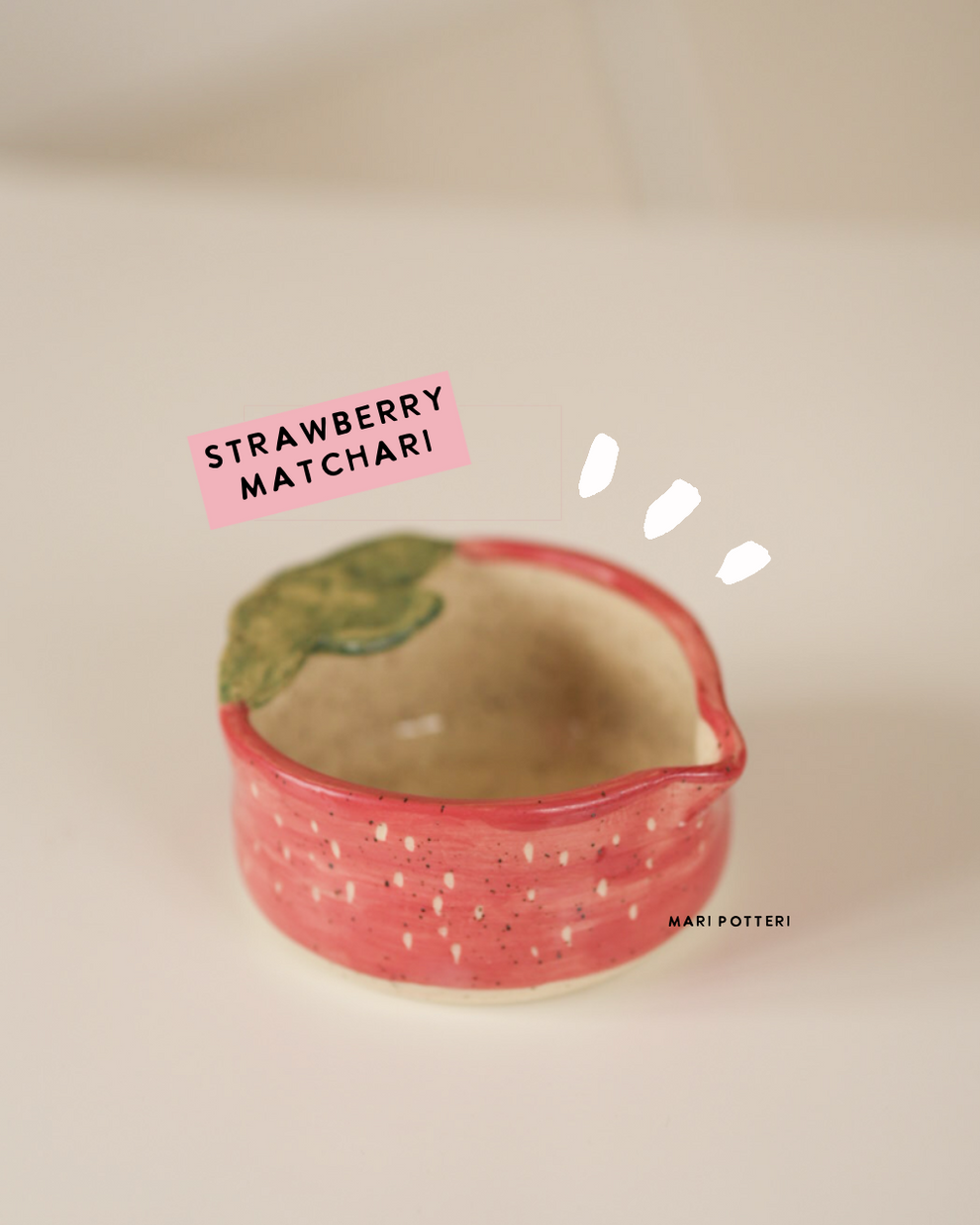 MARI POTTERI STRAWBERRY MATCHARI ( matcha bowl ) - PREORDER – MARI ...